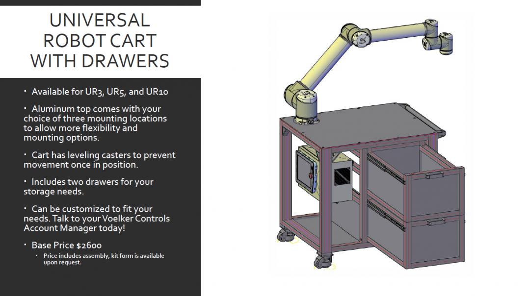 Universal Robot Cart with Drawers for UR3, UR5, UR10 - Voelker Controls ...